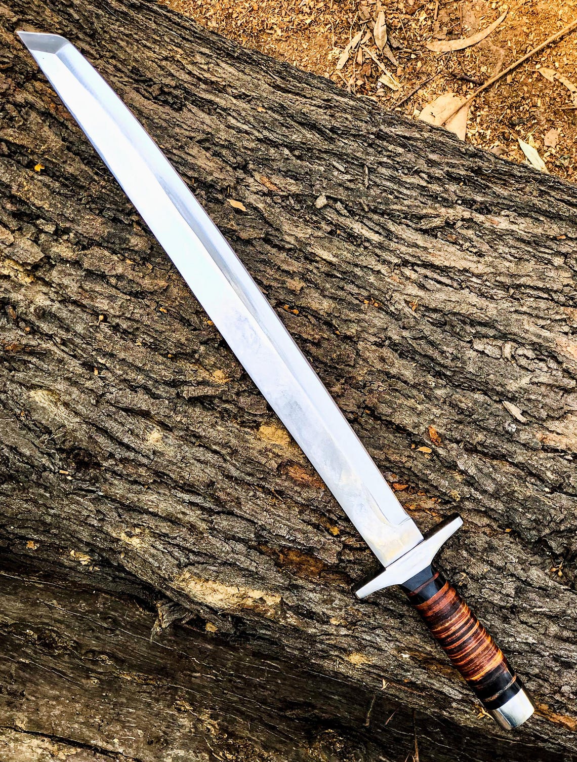 Wikinger Sax Schwert, handgefertigter Dolch mit Scheide Cosplay Schwert ...