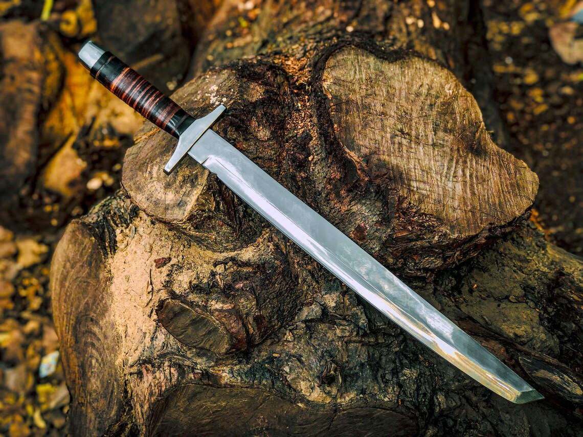 Wikinger Sax Schwert, handgefertigter Dolch mit Scheide Cosplay Schwert ...