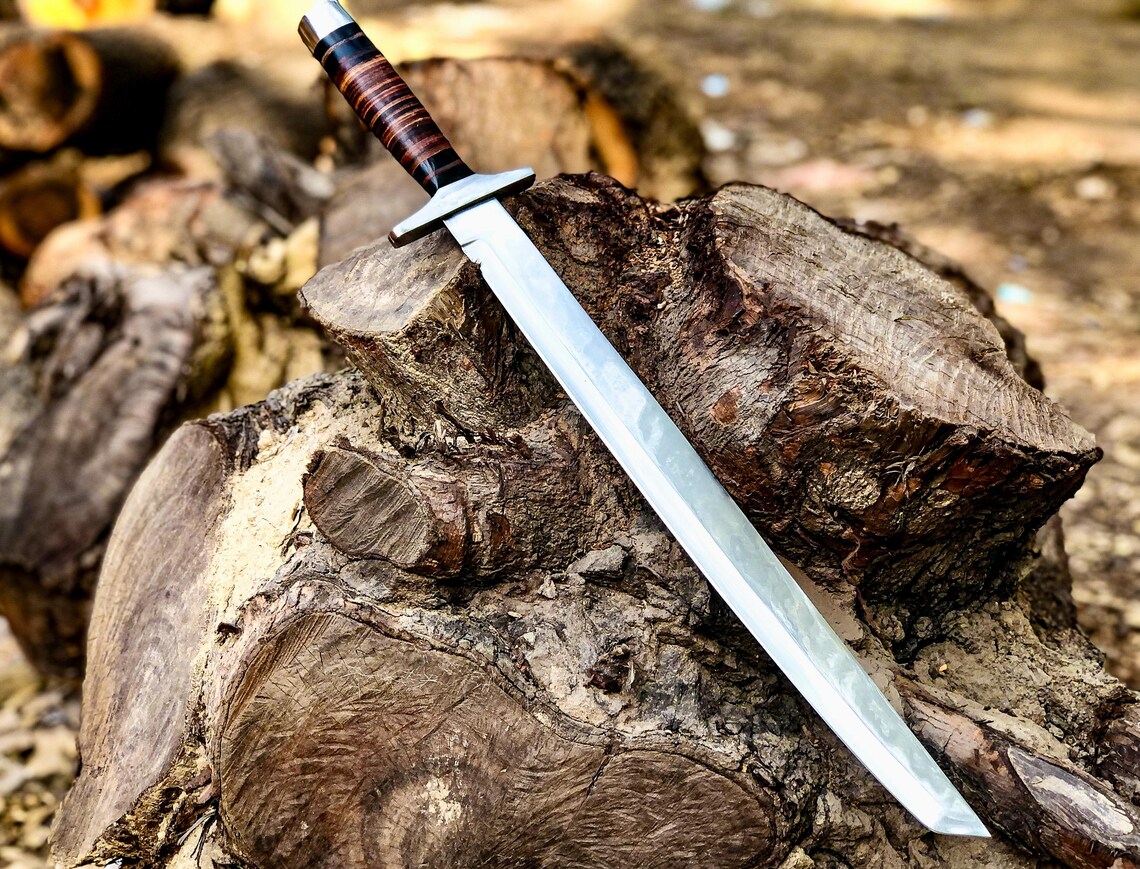 Wikinger Sax Schwert, handgefertigter Dolch mit Scheide Cosplay Schwert ...