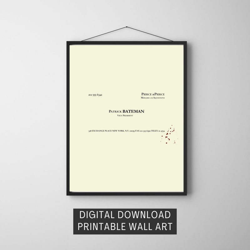 Patrick Bateman Business Card - Etsy