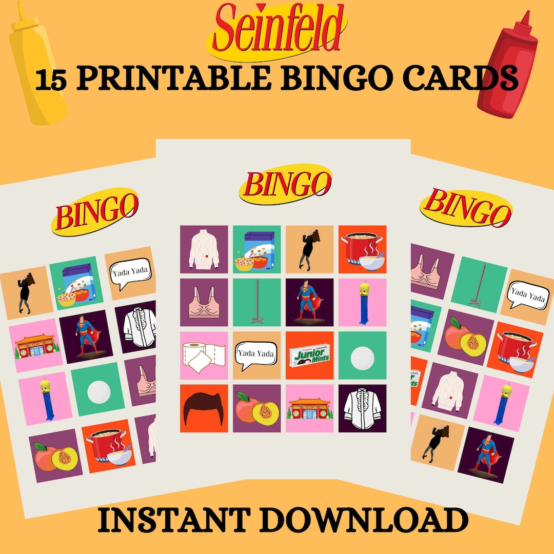 Seinfeld - Bingo - 15 Seinfeld Bingo Cards - Fun Party Game - Digital ...