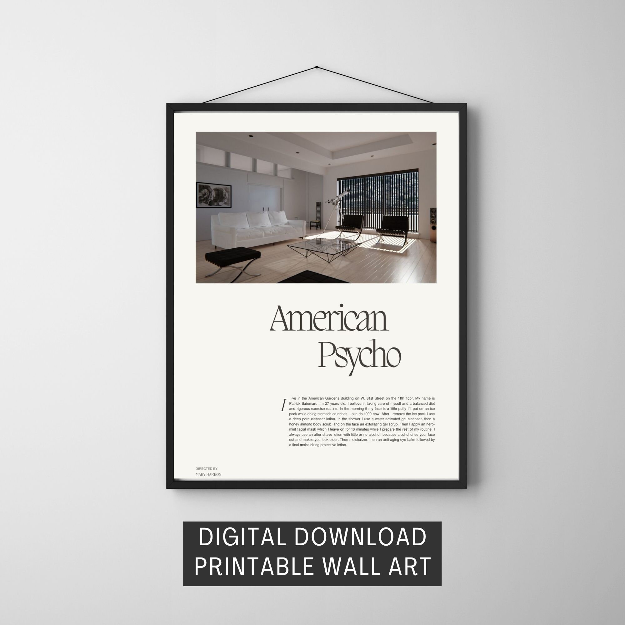 Patrick Bateman Morning Routine Movie Poster - Digital Download ...