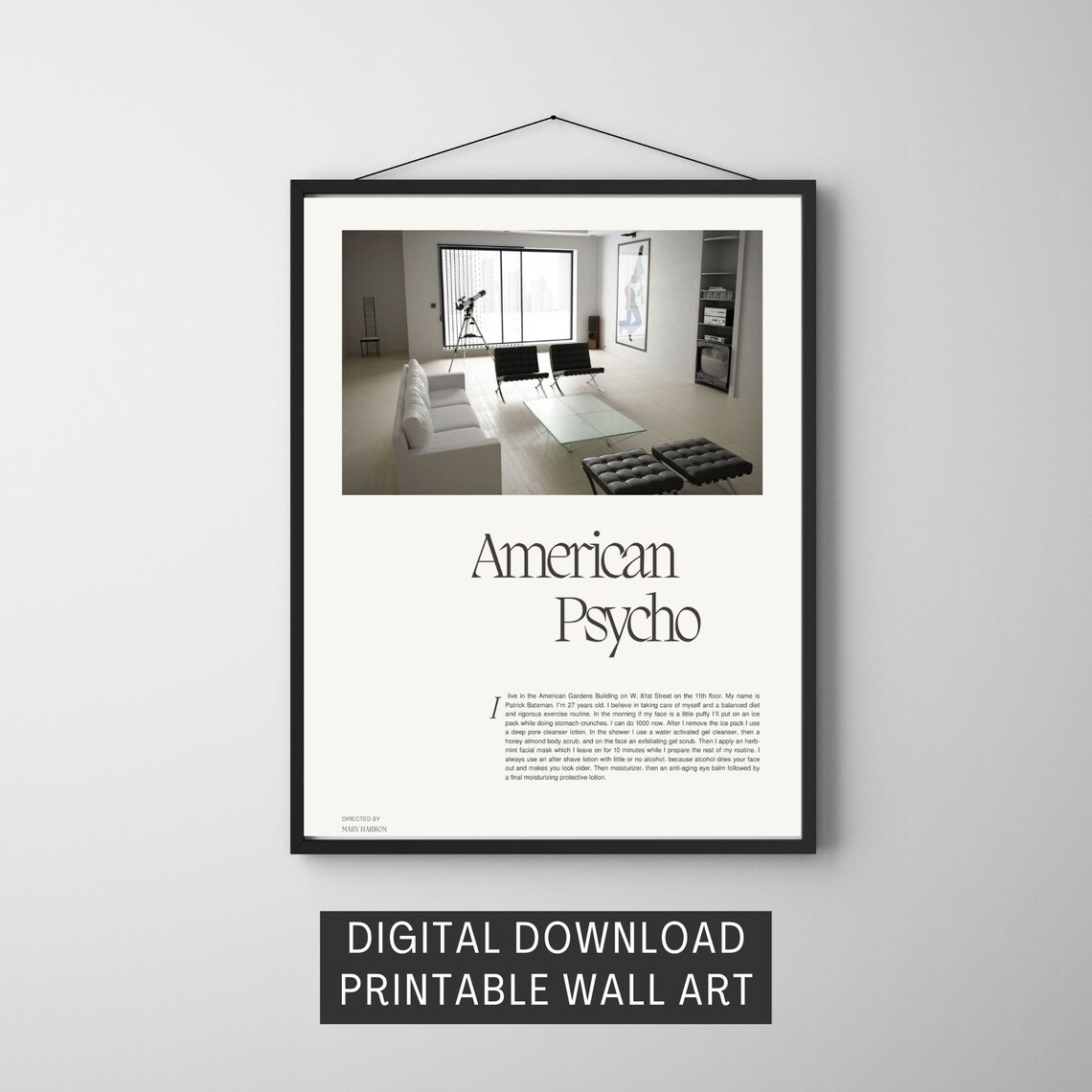 Patrick Bateman Morning Routine Movie Poster - Digital Download ...