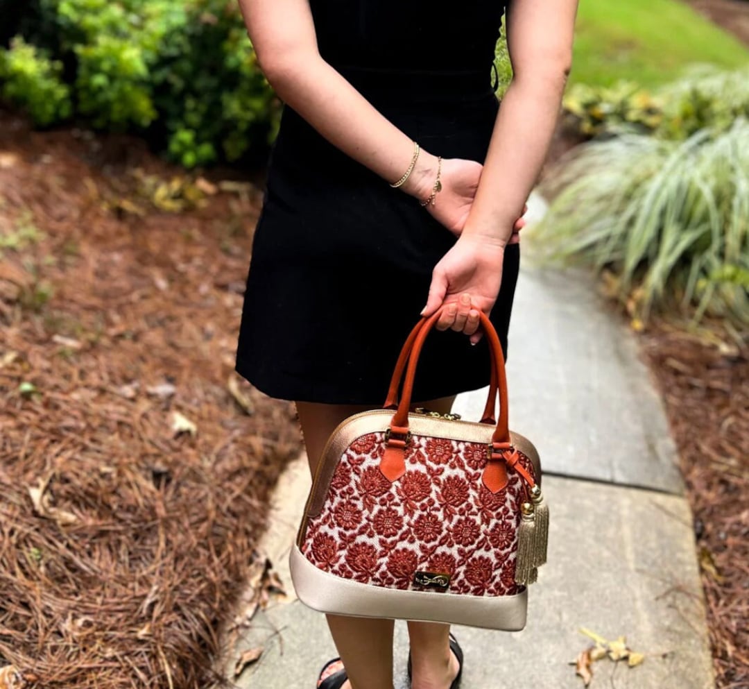 Leather Classic Style Handbag, Embroidered Handbag, Artisan Handbag ...