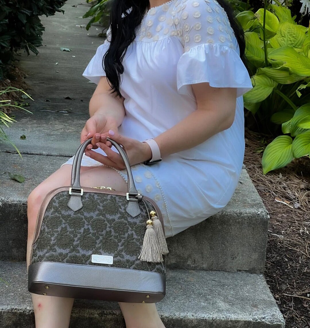 Leather Classic Style Handbag, Embroidered Handbag, Artisan Handbag ...