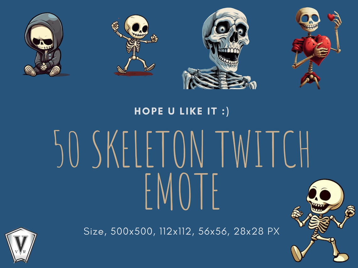 50 Skeleton Twitch Emotes Chibi Skeleton | Dancing Skeleton | in Love ...