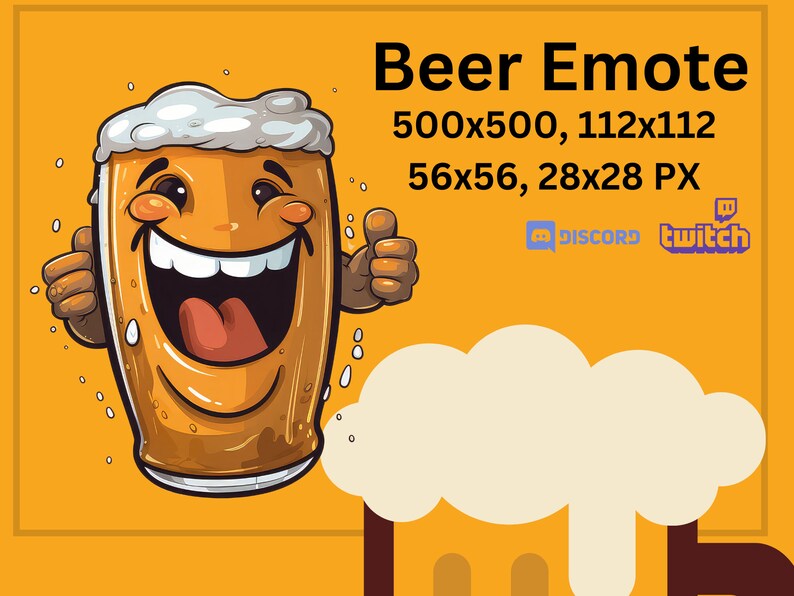 Twitch Beer Emote Happy Face Perfect for Twitch/discord Streamer Emote ...