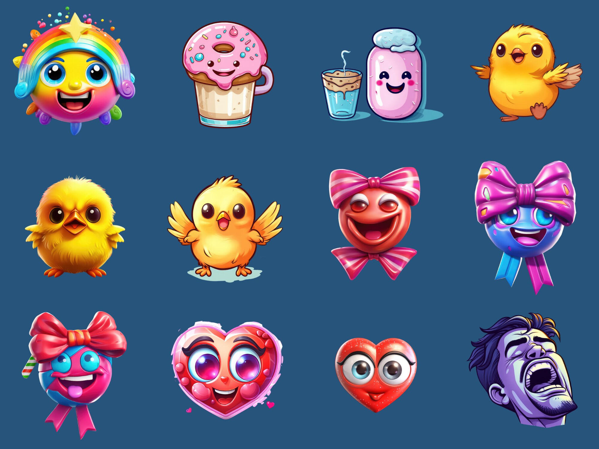 30 Twitch/discord Emotes Cute Emotes Candy Emote Heart Emote Bunny ...