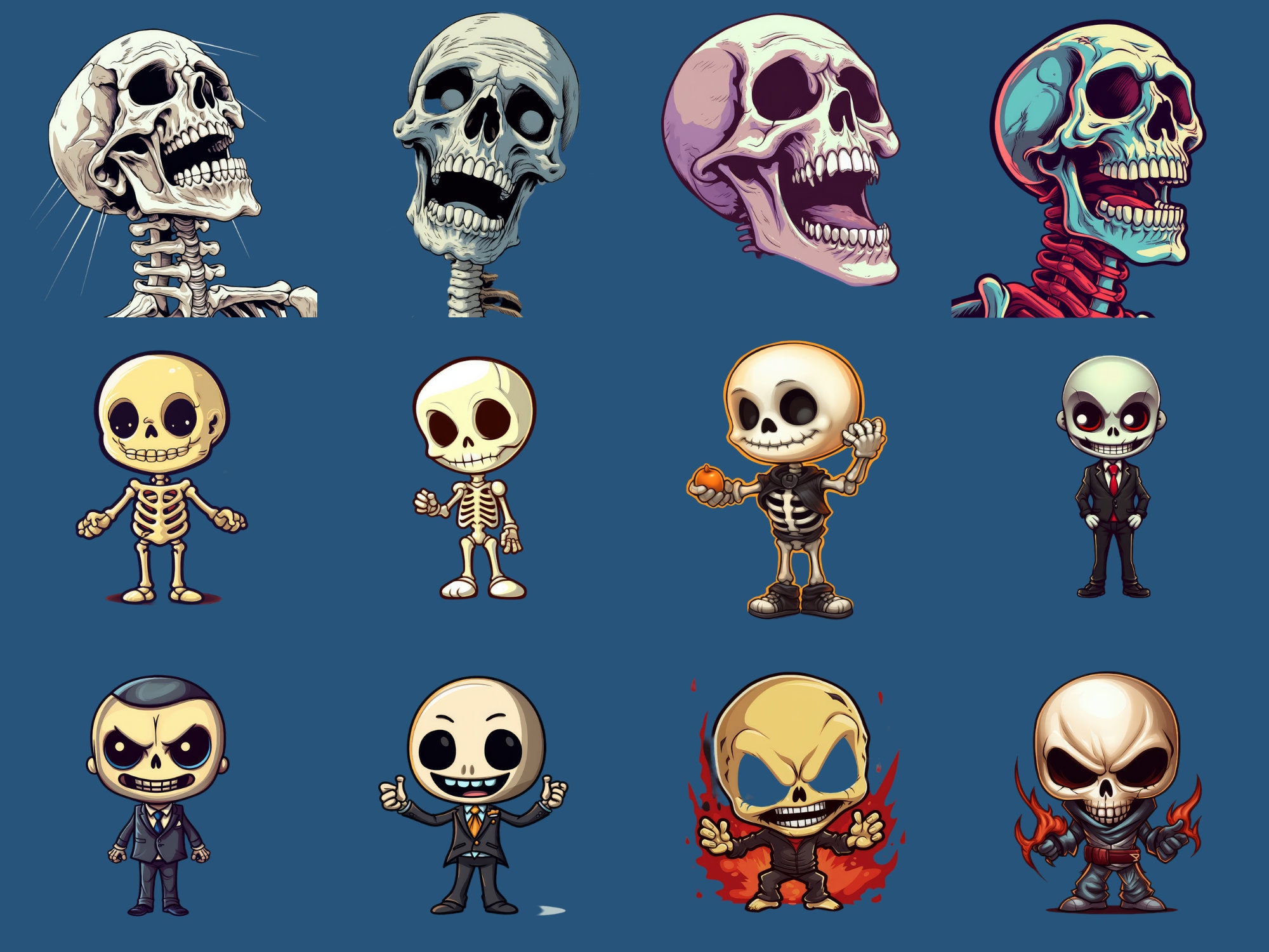 50 Skeleton Twitch Emotes Chibi Skeleton | Dancing Skeleton | in Love ...