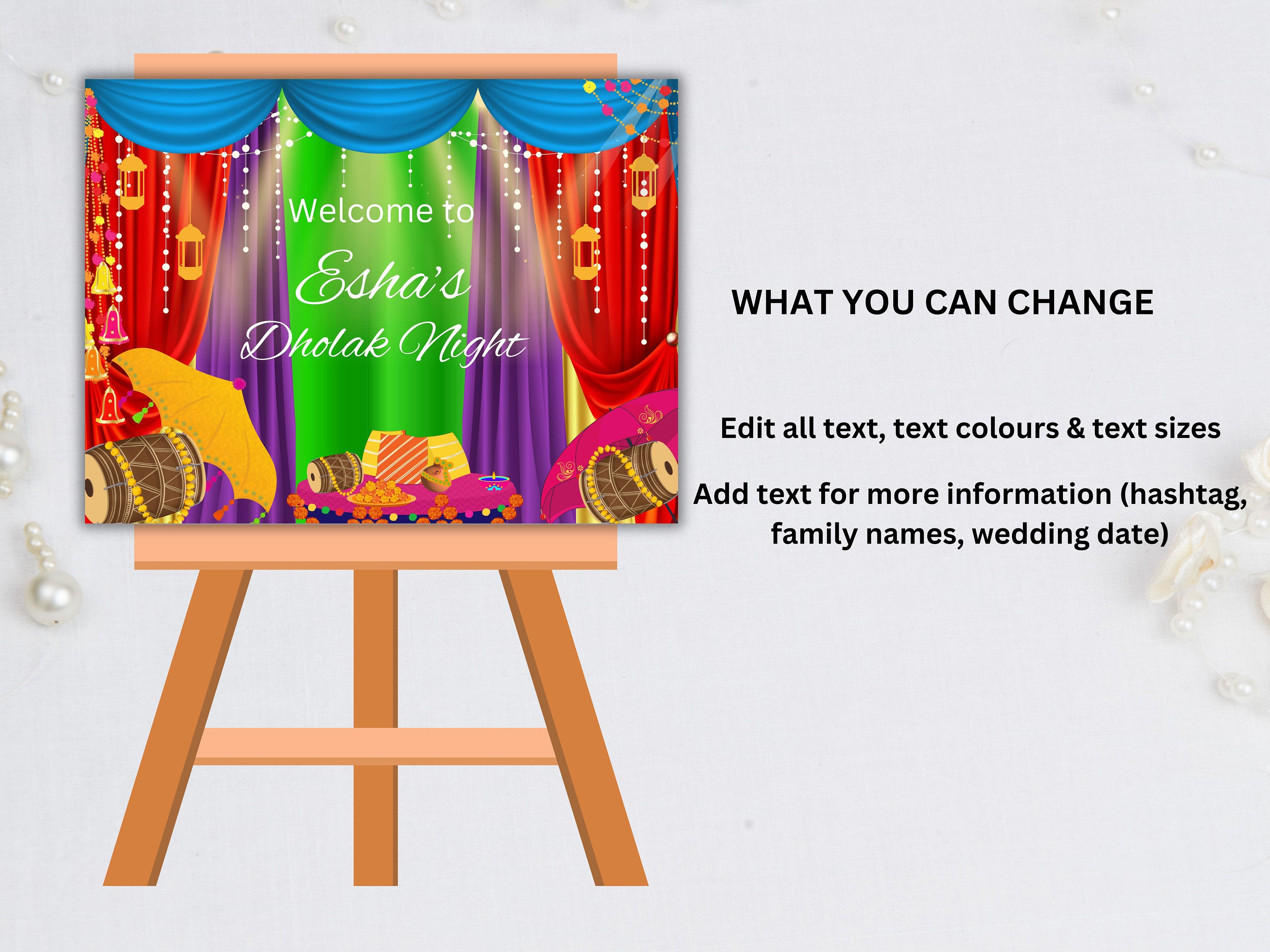 Dholki Welcome Sign as Dholki Decor Digital, Dholki Sign & Dholki ...