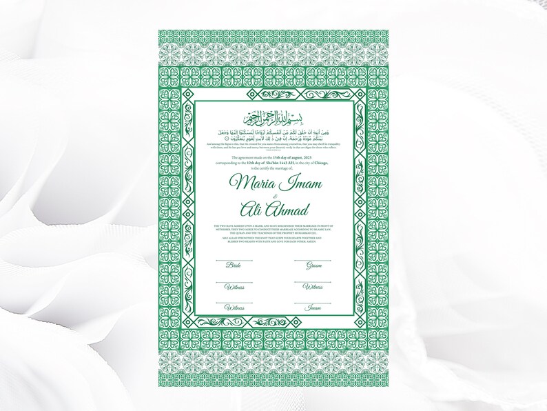 Nikkah Certificate, Nikkah Islamic Marriage Certificate, Printable ...