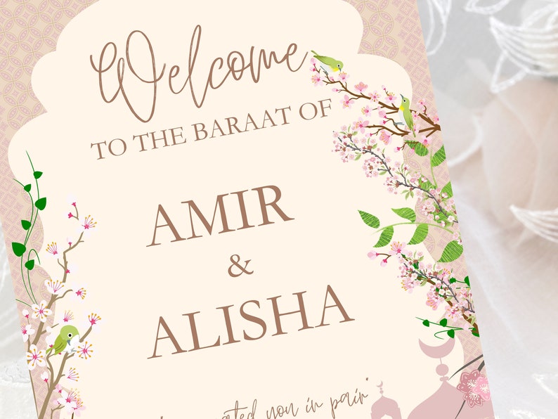 Muslim Wedding Welcome Sign, Nikkah Welcome Sign, Islamic Baraat ...