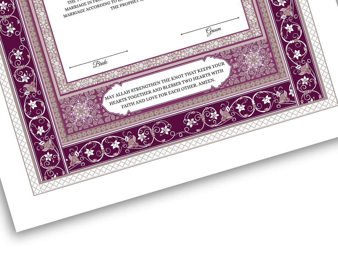 Luxury Nikkah Contract, Digital Printable Personalised Customised Nikkah Certificate, Custom ...