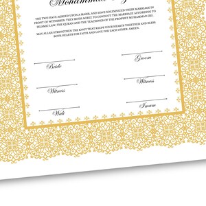 A4/A3 Nikkah Certificate, Printable Nikkahnama Template, Marriage ...