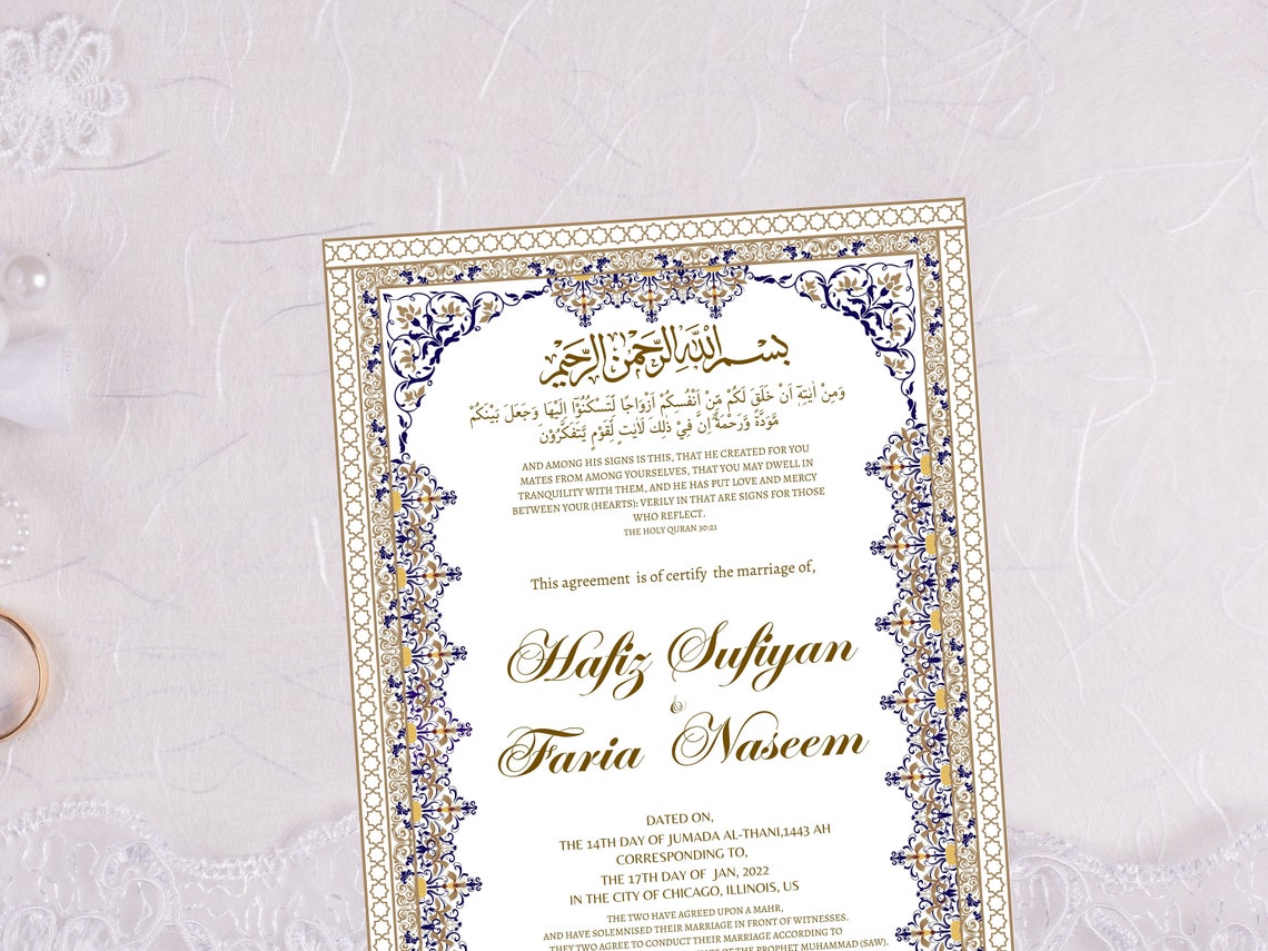Nikkah Certificate , Authentic Islamic Wedding Thumb Impression ...