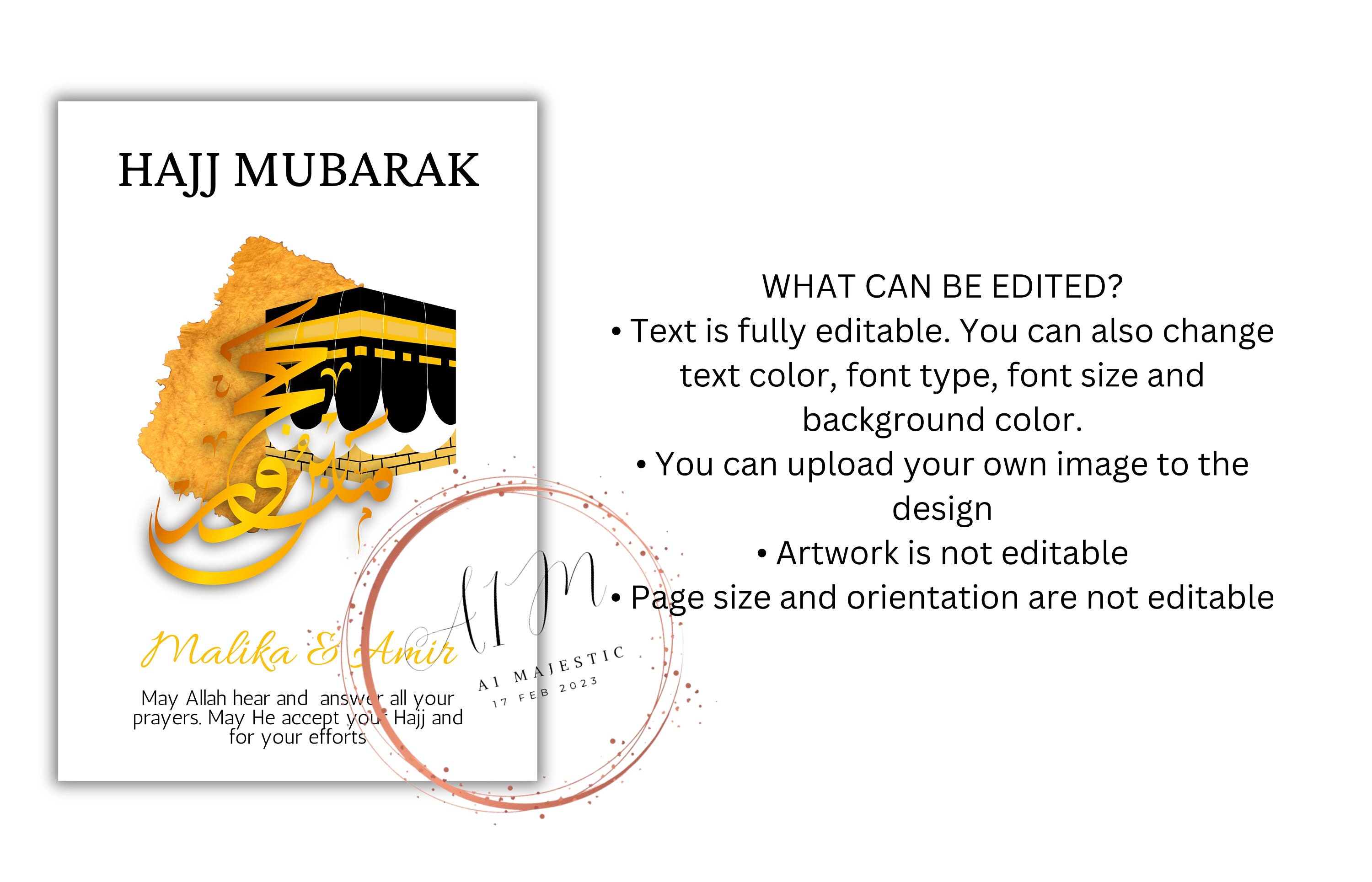 Personalized Couple Hajj Mubarak Template, Haj Gift, Digital Print ...