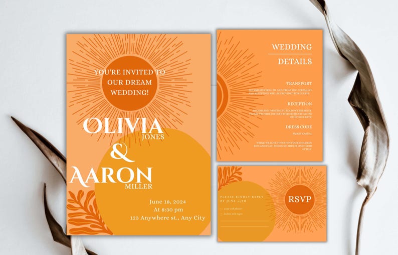 Retro Sunburst Wedding Invitations | Retro Themed Wedding Invitation ...
