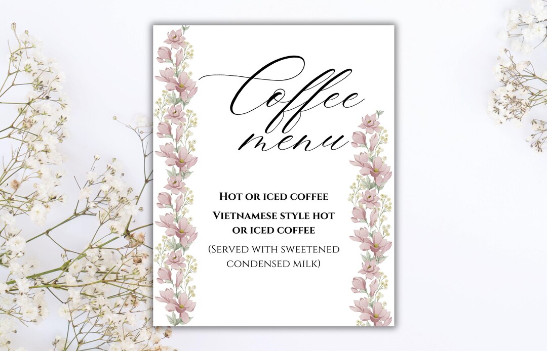 Menu Wedding Sign, Coffee Bar Wedding Sign, Modern Wedding Sign ...
