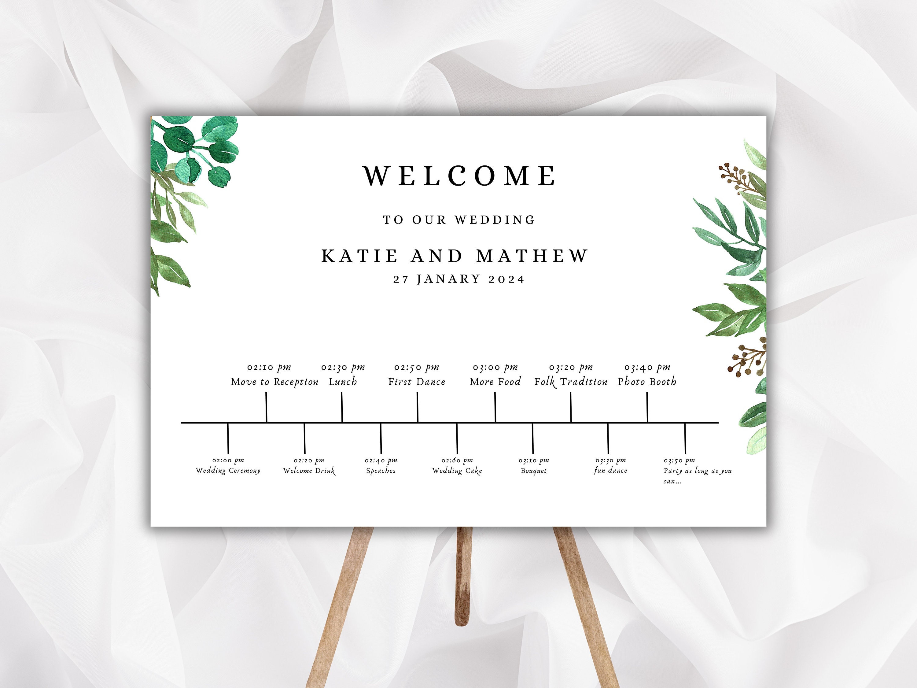 Large Wedding Welcome Timeline Sign Template, Wedding Order of the Day ...