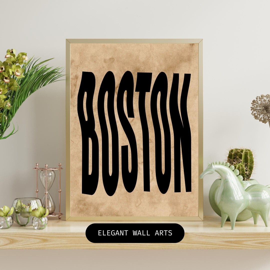 Boston Wavy Wall Art, Boston Art Print, Boston Posters,boston Wall ...