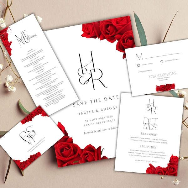 Wedding Details Red Roses - Etsy