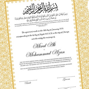 A4/A3 Nikkah Certificate, Printable Nikkahnama Template, Marriage ...