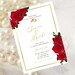 Red Rose Wedding Invitation Set, Red Rose RSVP, Dark Red Floral ...