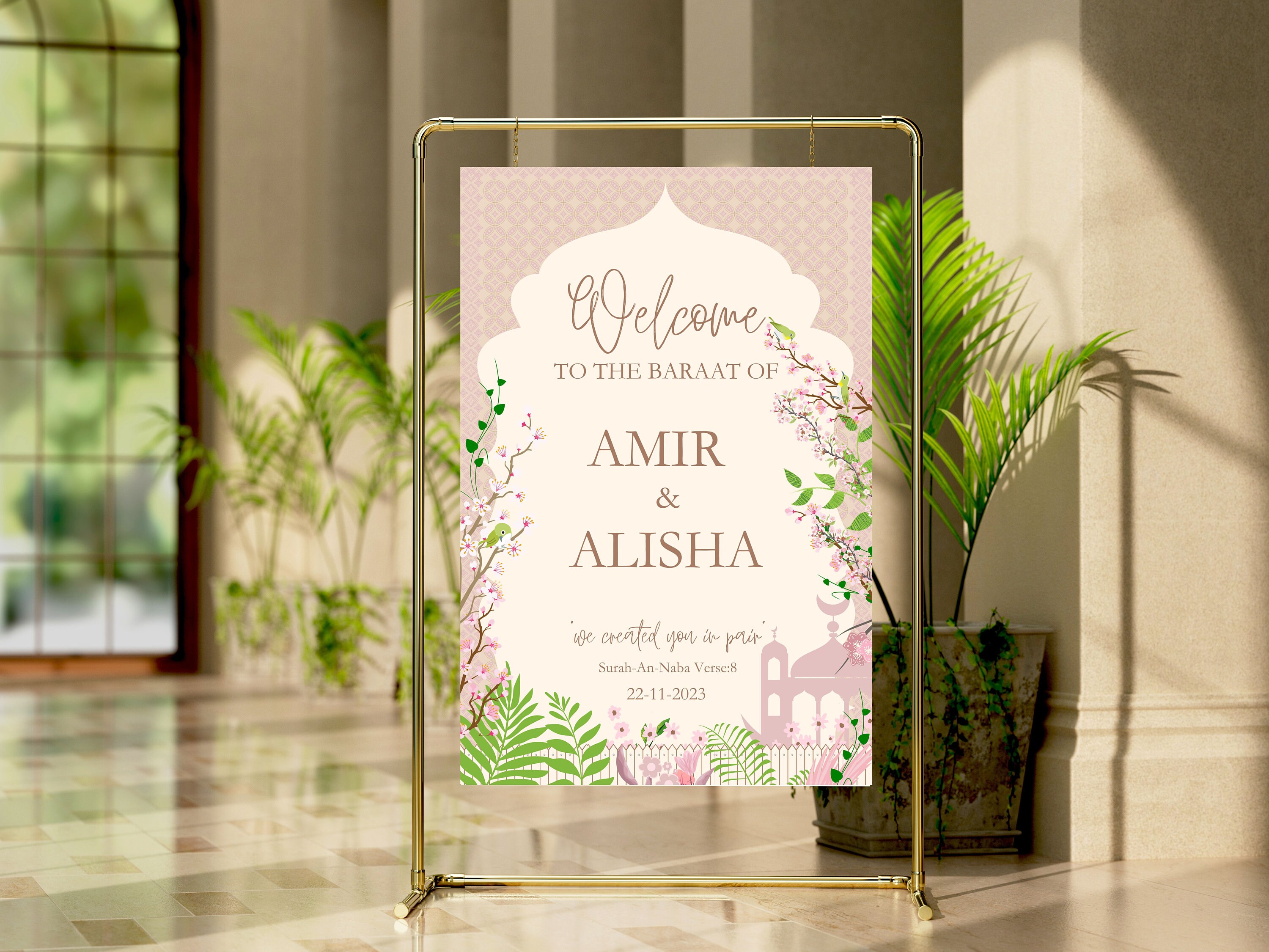 Muslim Wedding Welcome Sign, Nikkah Welcome Sign, Islamic Baraat ...