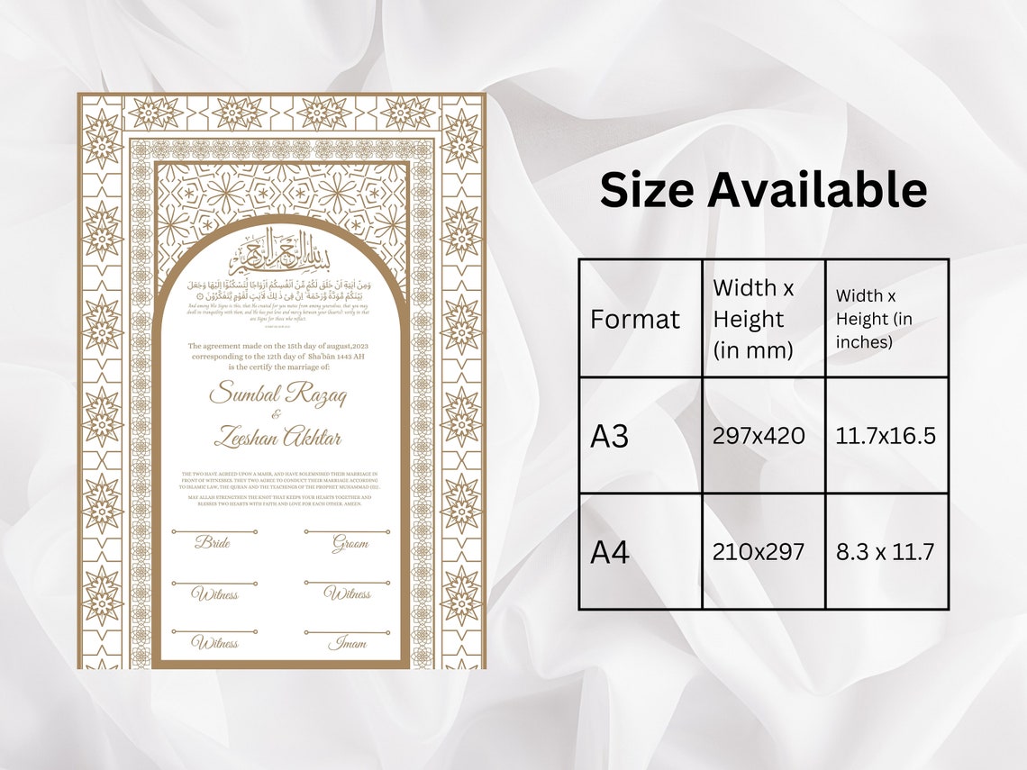 Nikkah Certificate Digital Download, Editable, Template, Muslim ...