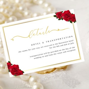 Red Rose Wedding Invitation Set, Red Rose RSVP, Dark Red Floral ...