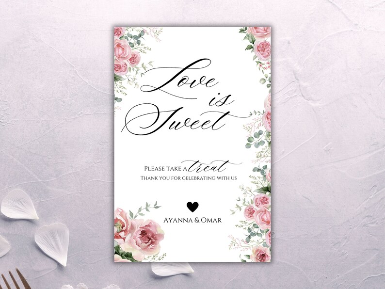 Love is Sweet Sign, Sweet Treats Printable Favors Sign, Table Sign ...
