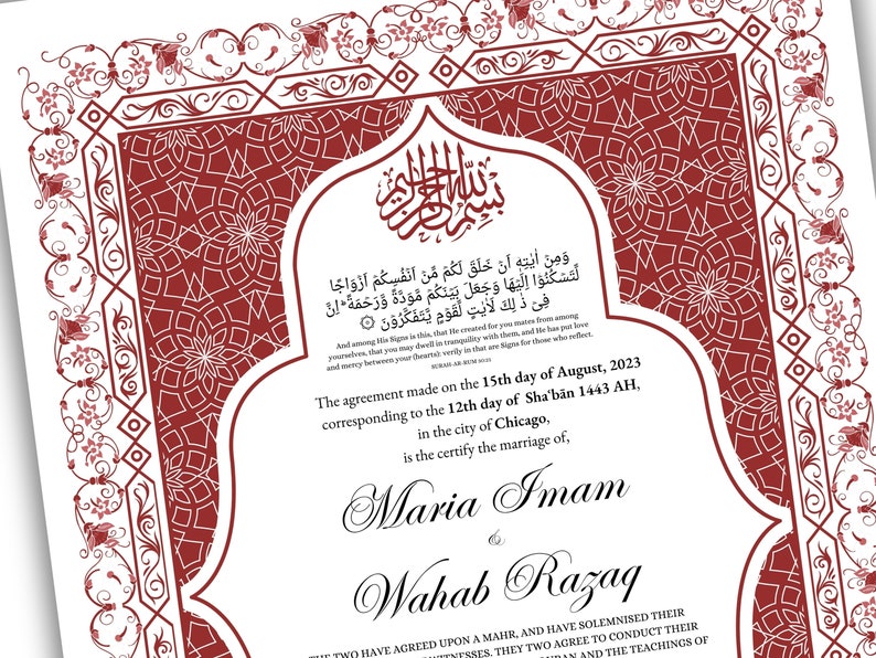 Nikkah Contract Template,printable Nikkah Contract,editable Nikkahnama ...