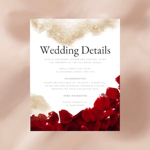 Red Rose Wedding Invitation Template , Dark Red Rose Petals, Elegant ...