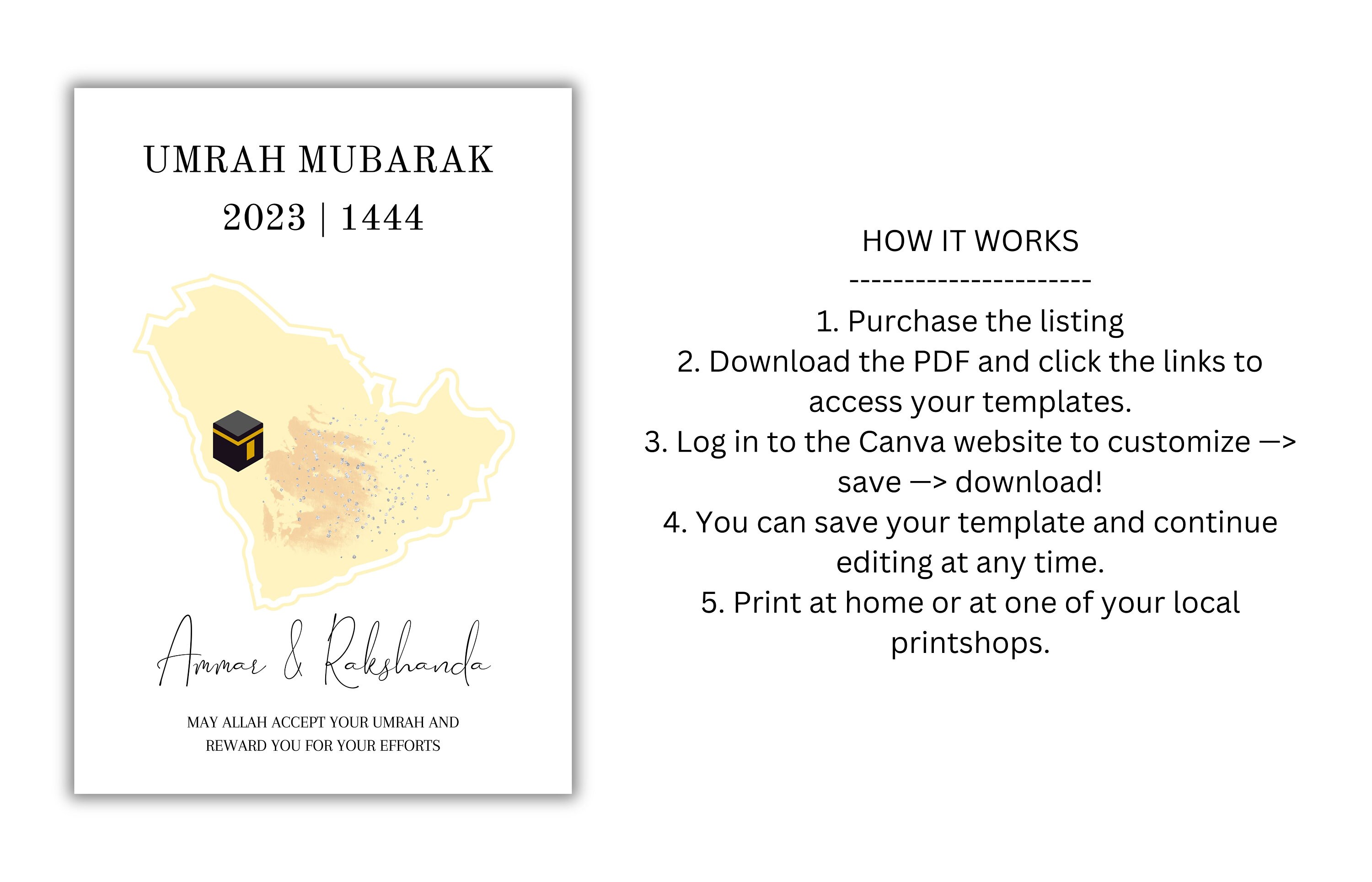 Personalized Umrah Mubarak Template, Umrah Gift, Digital Print , Umrah ...