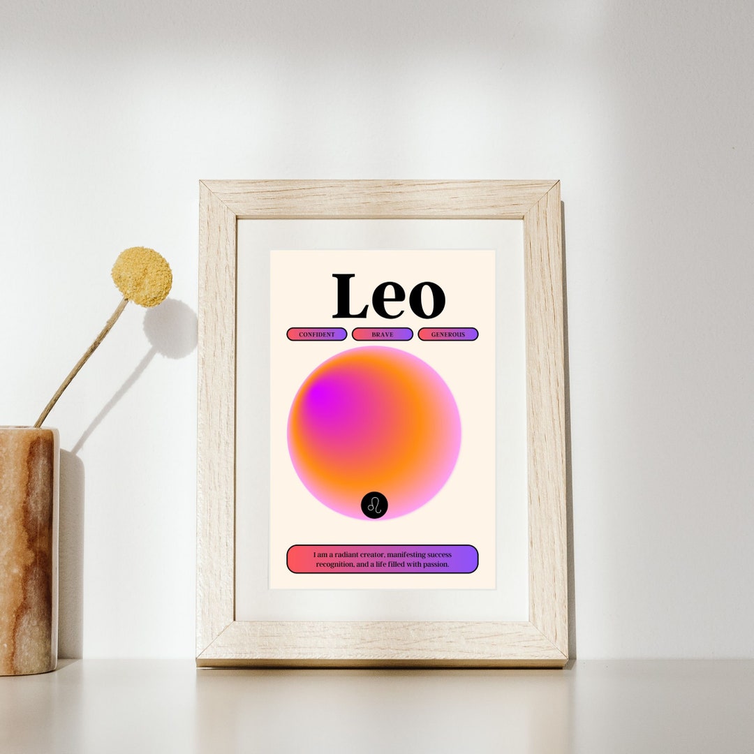Leo Aura Poster, Leo Print, Star Sign, Astrology Print, Leo Star Sign ...
