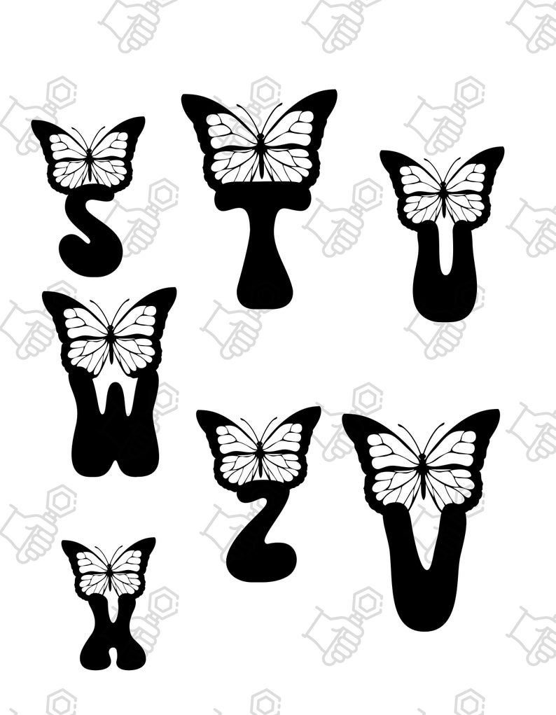 Butterfly Monogram Svg Alphabet Butterfly Alphabet Monogram Etsy