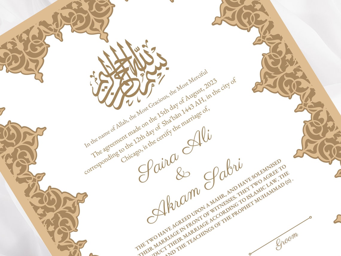 Nikkah Certificate Template Easy to Edit Muslim Nikkah - Etsy