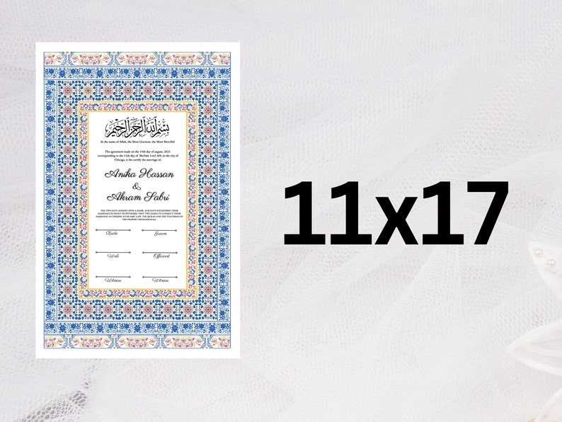 Certificado Nikkah, Certificado de Matrimonio Islámico Nikkah, Imprimible, Contrato Nikkah ...