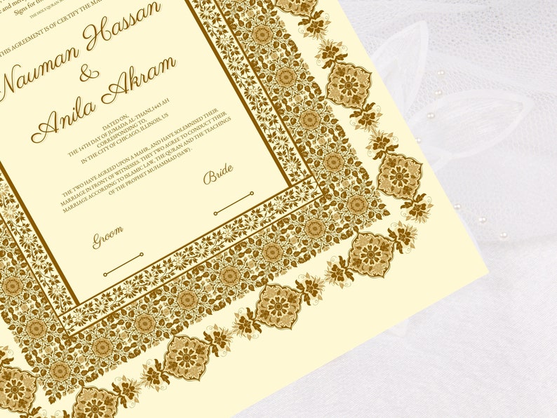 Nikkah Certificate, Nikkah Islamic Marriage Certificate, Printable ...