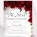Red Rose Wedding Invitation Set, Red Rose RSVP, Dark Red Floral, Red ...