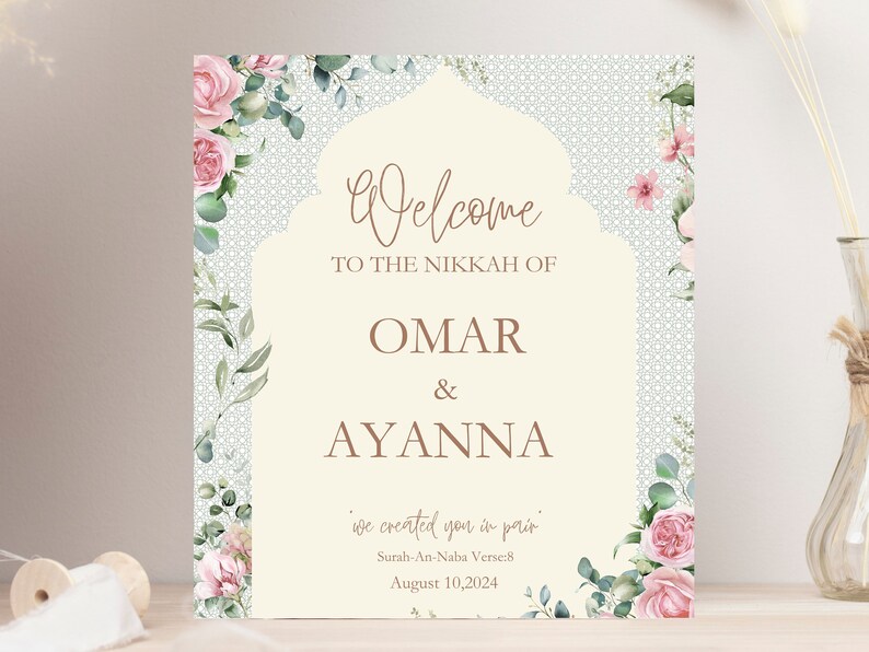 Muslim Wedding Welcome Sign - Islamic Wedding Welcome Sign Digital ...