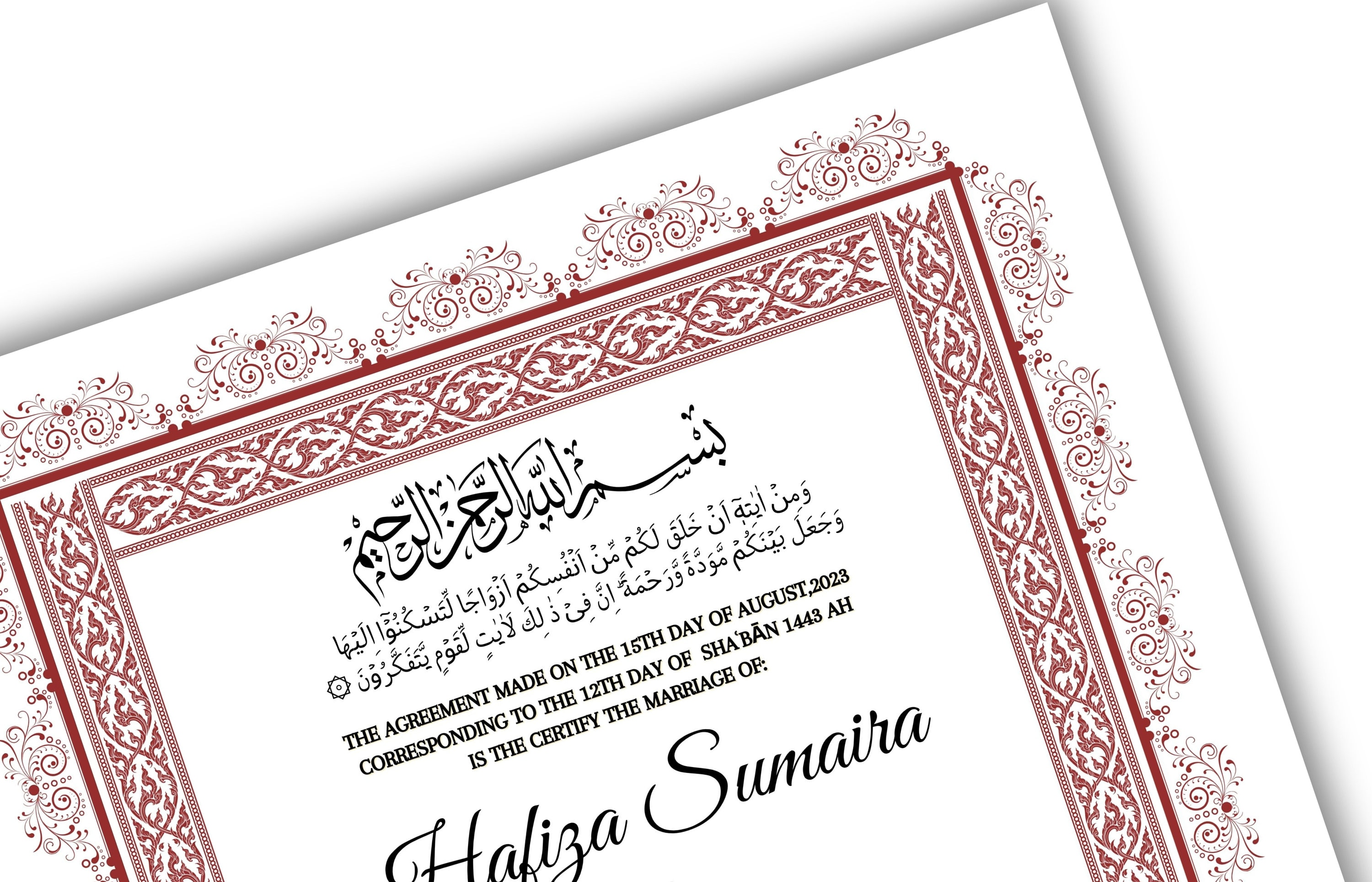 Nikkah Certificate Digital Download Personalised, A4, A3, Template, Instat Download. NN127 - Etsy