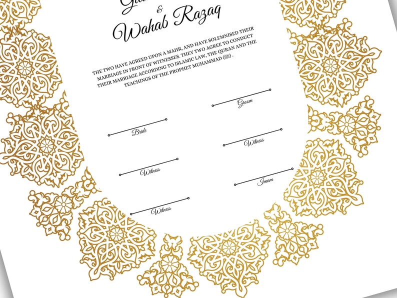 Luxury Gold A4/A3 Nikkah Certificate Template, Premium Gold Frame ...