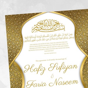Nikkah Certificate, Authentic Islamic Wedding Sign Agreement, Muslim ...