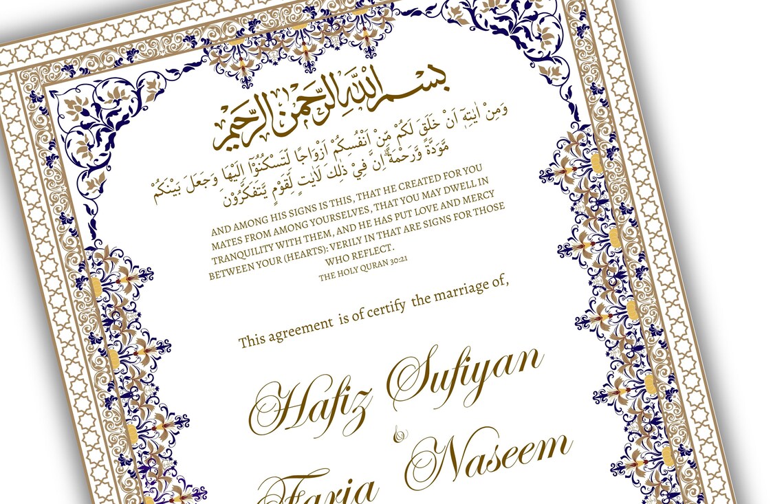 Nikkah Certificate, PDF Printable Nikkah Certificate, Nikkah ...