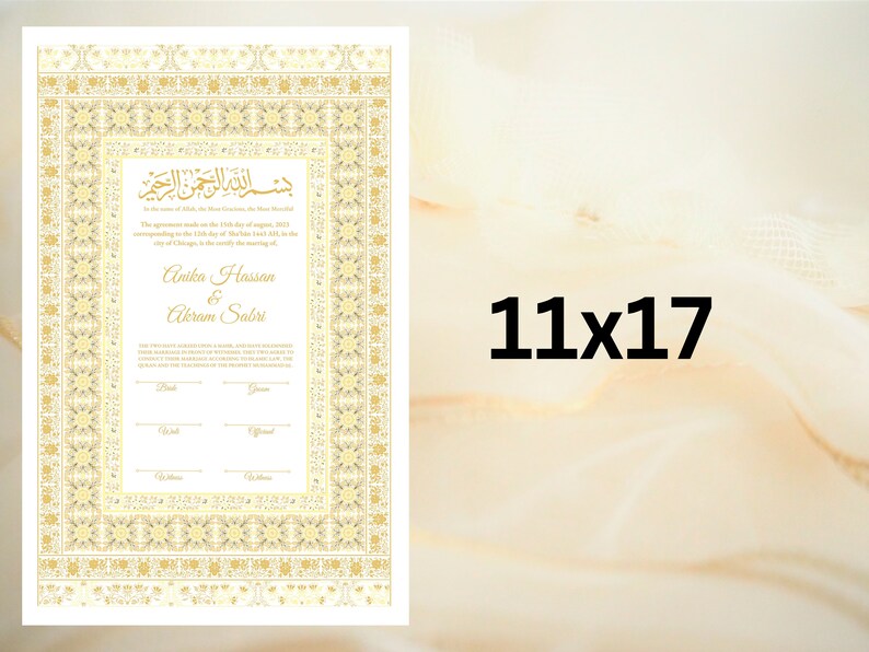 Nikkah Certificate, Nikkah Islamic Marriage Certificate, Printable ...