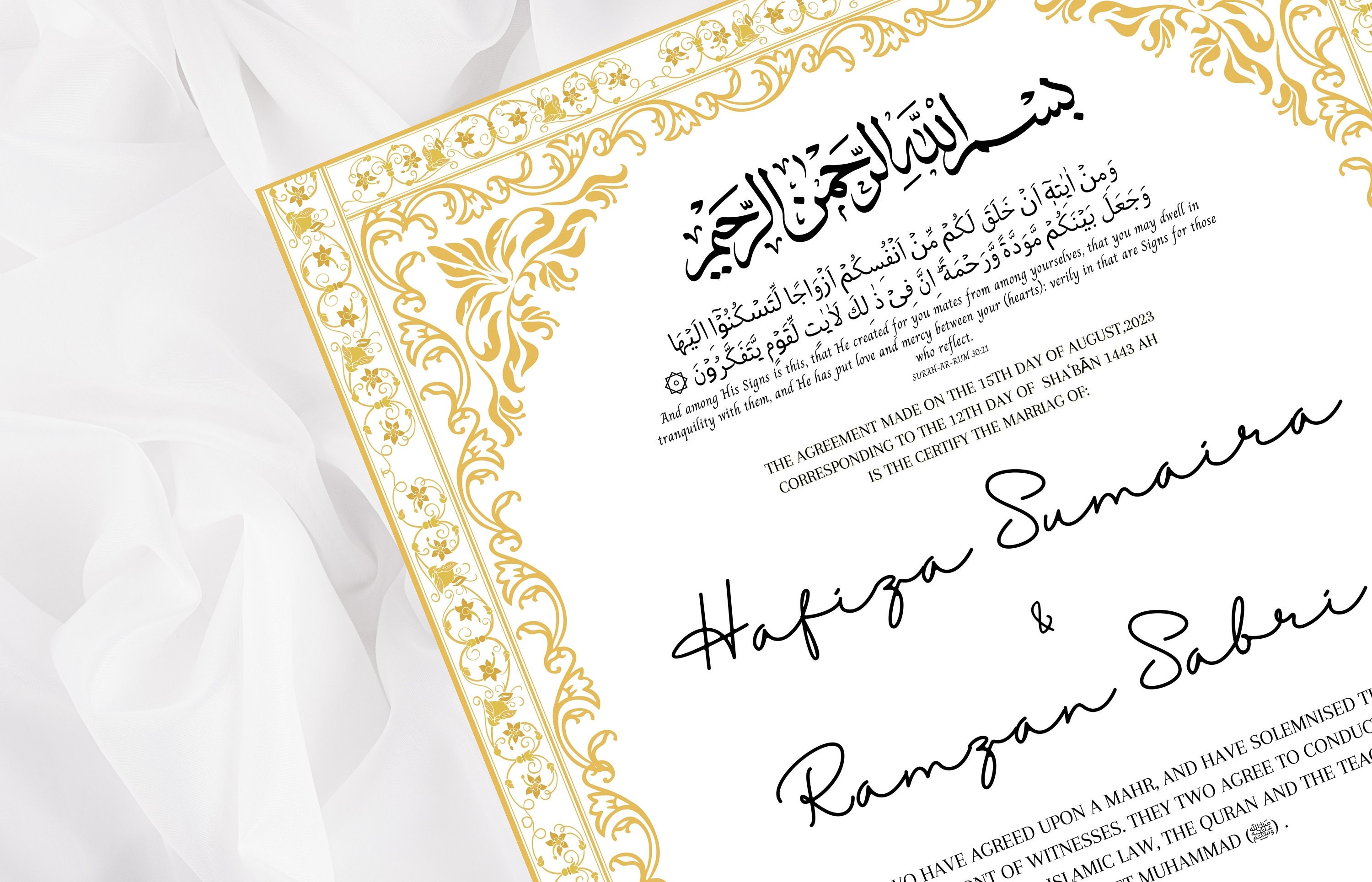 Nikkahnama, Template, Quran Verse, Muslim Wedding Gift, Digital ...