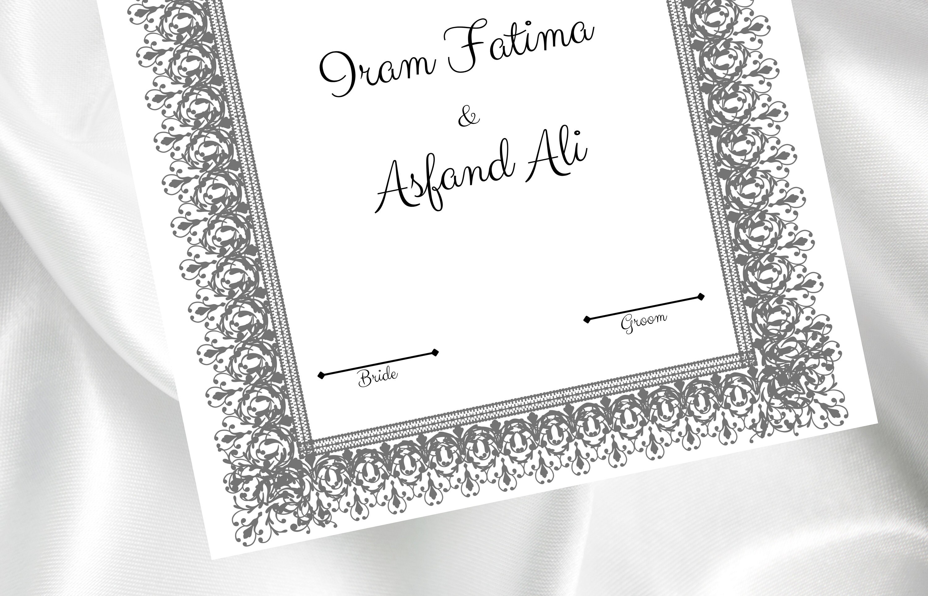 Muslim Wedding Contract, Muslim Nikkah Gift, Contract Template, 11 X 17 ...