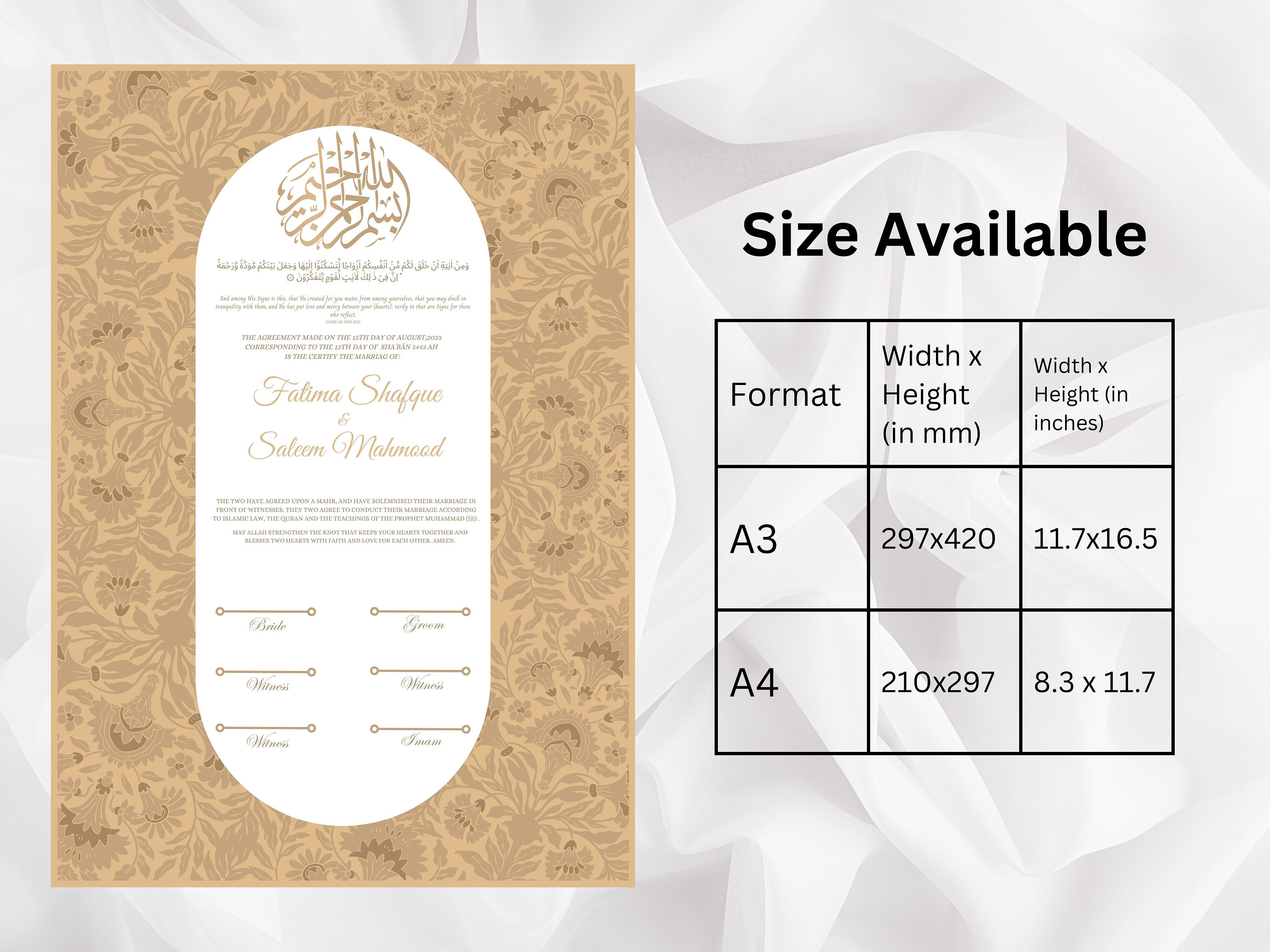 Nikkah Certificate Digital Download, Editable, Template, Muslim ...