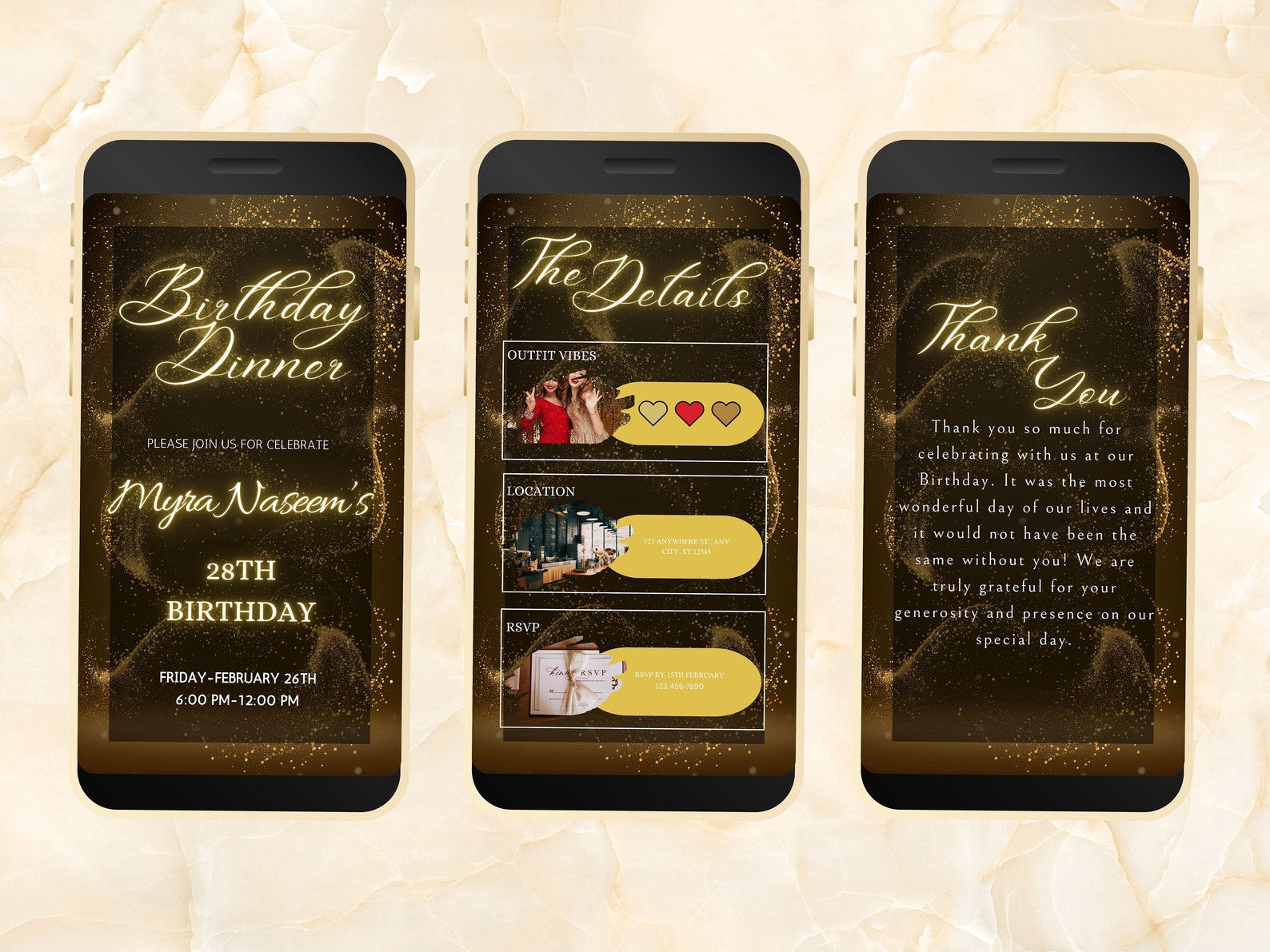 Digital Birthday Party Invitation Template,digial Birthday Dinner ...